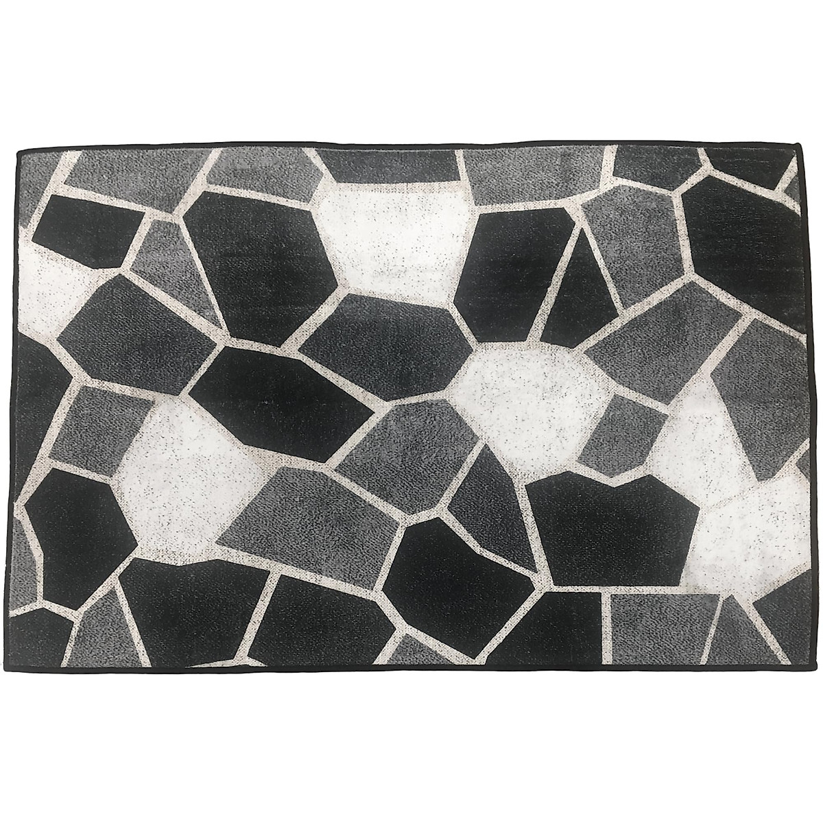 Geometric Design Rustic Stone 2' X 3' Area Rug Velvet Living Room Bedroom Entryway Carpet, Black/Grey