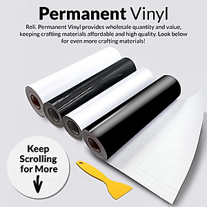 Reli. Black Permanent Vinyl | 12" x 35 FT Roll (Glossy) | Scraper Tool Included | Adhesive Vinyl Compatible w/Cricut & Silhouette Cutting Machines | Vinyl Roll for Signs, Tumblers, Mugs, Cars & More