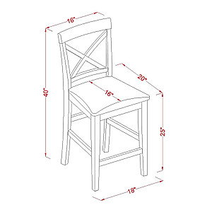 East West Furniture PUBS3-BRN-C Dining Set, Linen Fabric Seat
