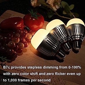 Aputure Accent B7C Smart Led Light Bulbs 7W RGBWW,TLCI 96+ CRI 95+ 2,000K-10,000K Adjustable 0-100% Stepless Dimming CCT/HSI/FX Mode App Control Built-in Battery/AC Power via E26/E27 Socket