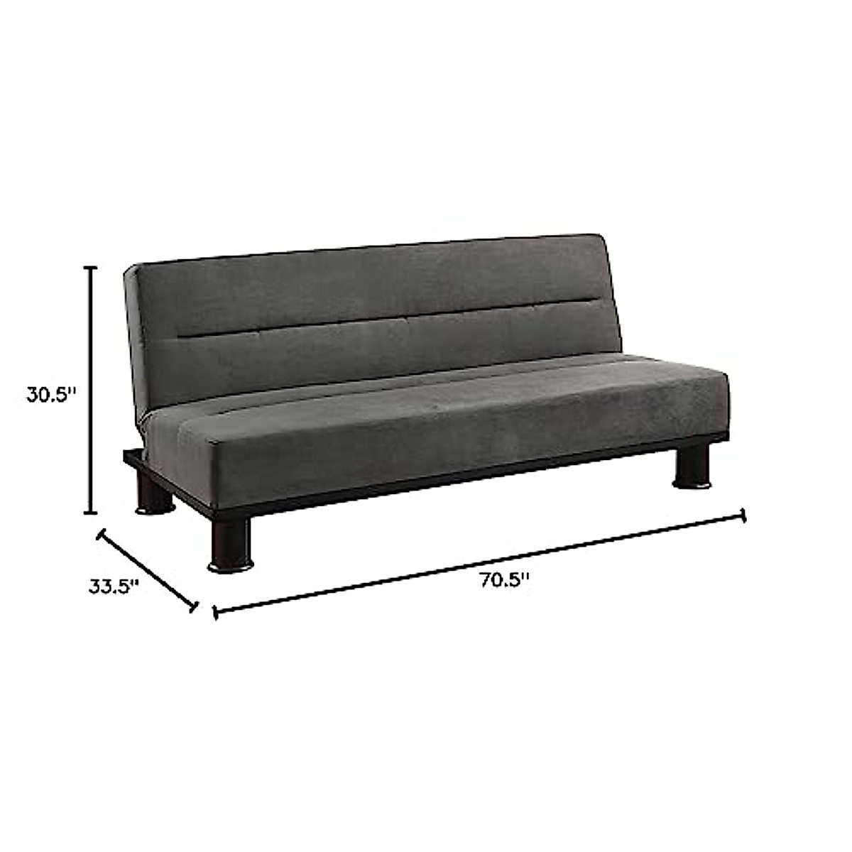 Lexicon Stellar Futon Sofa Sleeper, Gray