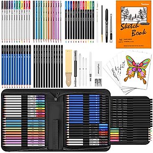 Art Supplies for Adults Kids, 81-Pack Pro Art Kit Drawing Pencils Set, Drawing Supplies Sketch Book, Sketching Pencils Kits, Graphite Pencils, Charcoal Pencils, Watercolor Metallic Sketch Art Pencils