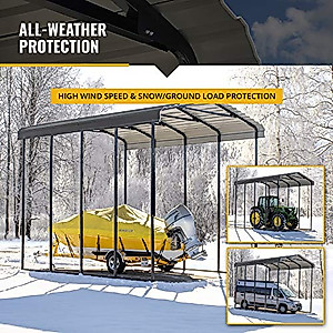 Arrow 14' x 20' x 14' 29-Gauge Metal RV Carport and Multi-Use Shelter for Large Vehicles- Charcoal