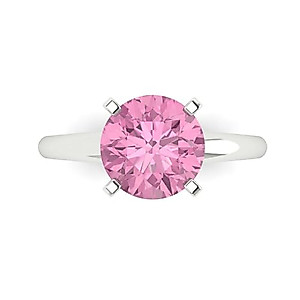 Clara Pucci 2.50ct Round Cut Solitaire Pink Simulated Diamond Excellent Engagement Bridal Promise Anniversary Ring in 18K White Gold 3.5