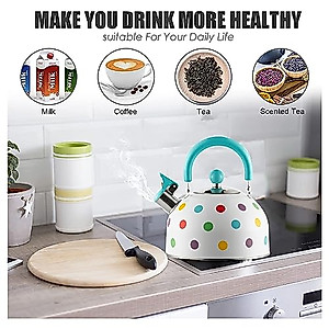 2.5L Whistling Tea Kettle Universal Base,Food Grade Stainless Steel Teapot with Cool wooden Grip Ergonomic Handle Loud Whistle▂19 * 23cm/7.48"*9.06"