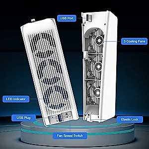 Cooling Fan for PS5 Accessories with 3 Cooling Fans, Luckit Upgraded Quiet Cooler Fan with USB Port and LED Light for Playstation 5 Console Digital