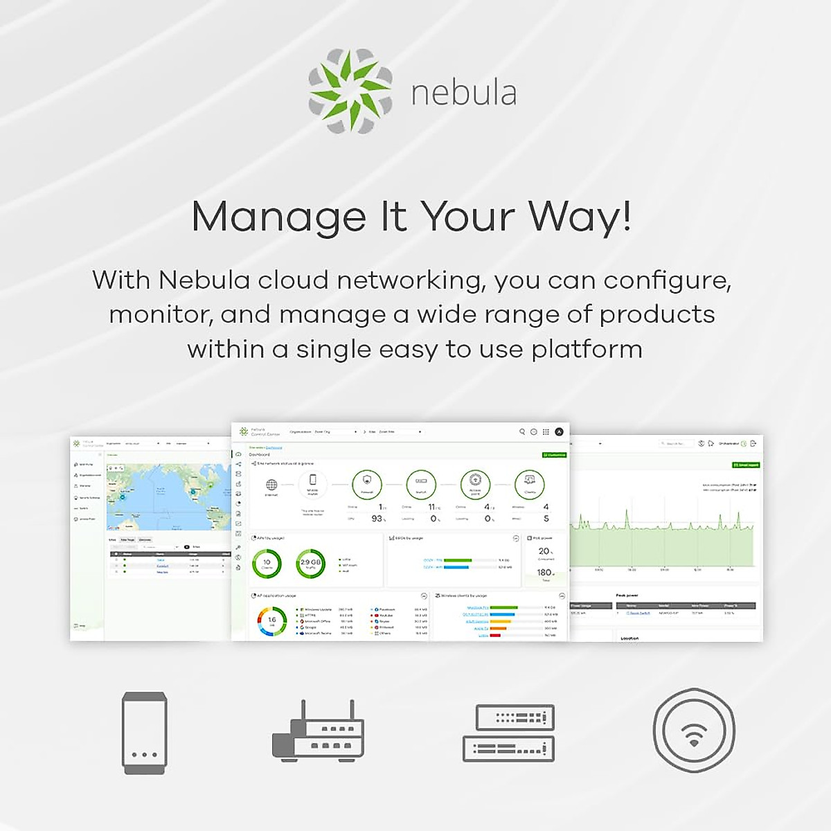 Zyxel Nebula 16-port Gigabit Smart Managed PoE+ Switch with 250 Watt Budget and 2 Gigabit Combo Ports with Nebula Cloud Managment, Long Range PoE Switch [GS1350-18HP]