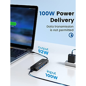 USB C HUB 4K 60Hz, Dockteck USB-C Multiport Adapter 5-in-1 with 4K HDMI, 100W Power Delivery, 3 USB 3.0 Data Port for MacBook Pro/Air M1 2020, iPad Pro 2021, iPad Mini 6, Surface Pro and More