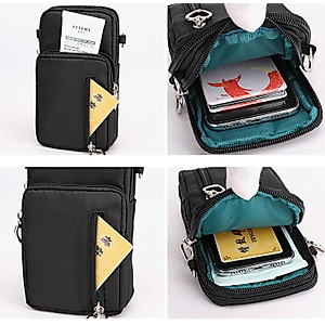 Women Roomy Crossbody Bag Cellphone Shoulder Pouch Purse For iPhone 13 Pro Max Samsung Galaxy S22 Ultra S22+ S21 Ultra S20 Ultra Note20 Ultra A52s A12 A71 A20S A51 A03s Moto G Power 2021 (Black)