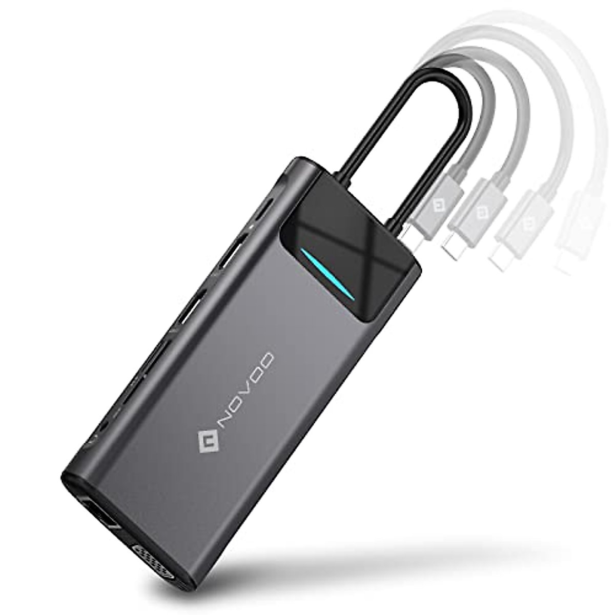 USB C Docking Station Dual Monitor for Dell/HP/Lenovo/Surface Laptop, Triple Display USB C Hub Multiple Adapter, USB C Dongle with 2 HDMI 4K+VGA+4 USB Port+100W PD Charger+Ethernet+SD/TF+Audio NOVOO