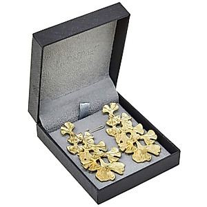 Vintage Earrings for Women Matt Metal Ginkgo Biloba Textured Statement Earring 14K Gold Plated Dangle Earrings with Stud for Women Wedding Valentine's Day Anniversary Birthday Mothers Day Christmas