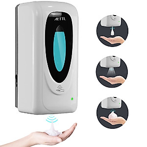 AETTL Touchless Automatic Foaming Hand Soap Dispenser Wall Mount, Motion Sensor Foam Liquid Refill Bottle Sanitizer Dispensing for Bathroom Kitchen Home Farmhouse Station 1306-s