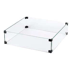 MASE 19-Inch Wind Guard Glass for Classic Square Outdoor Patio Propane Gas Fire Pit Table