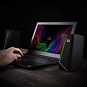 Redragon GS520 RGB Desktop Speakers, 2.0 Channel PC Computer Stereo Speaker with 6 Colorful LED Modes, Enhanced Sound and Easy-Access Volume Control, USB Powered w/ 3.5mm Cable