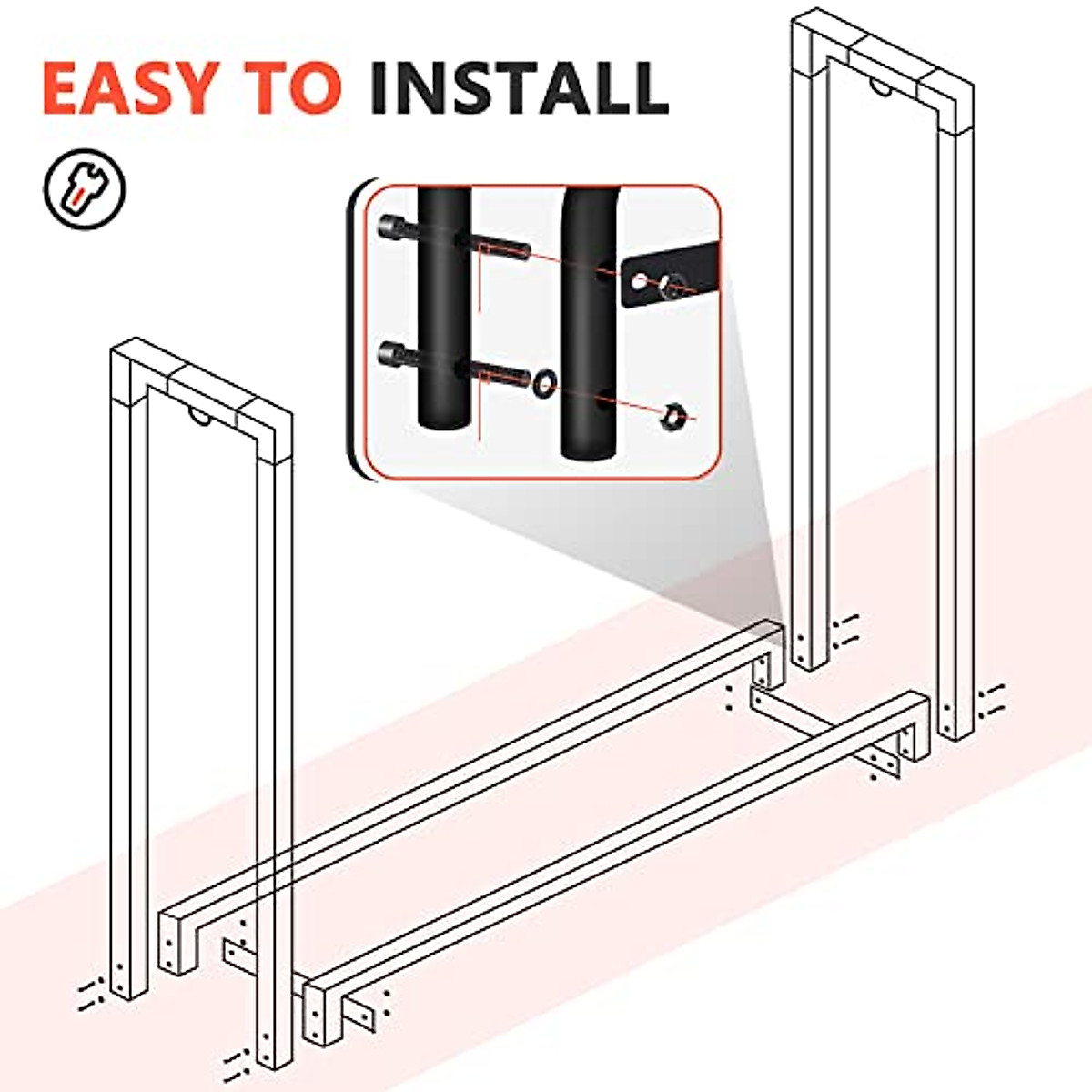 Sotor 4ft Firewood Rack Outdoor Log Rack Holder Large Capacity Firewood Holder Rack Indoor Metal Heavy Duty Firewood Racks Stand Suitable for firewood Storage-Black