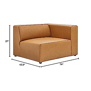 Modway Mingle Vegan Leather 2-Piece Sectional Loveseat in Tan