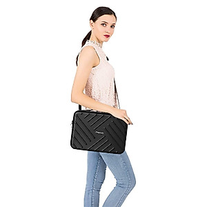 MOSISO Laptop Shoulder Bag Compatible with MacBook Air 13 M2 A2681 A2337 M1 A2179 A1932 / Pro 13 M2 M1 A2338 A2251 A2289 A2159 A1989 A1706 A1708, Waterproof Shockproof Diagonal Stripe Case Bag, Black