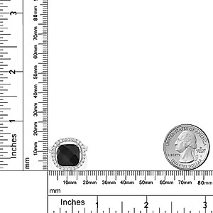 Gem Stone King 925 Sterling Silver 12MM Cushion Gemstone Birthstone and Moissanite Ring | Wedding Engagement Anniversary Promise Ring For Women | Available In Size 5, 6, 7, 8, 9