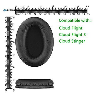 Geekria QuickFit Replacement Ear Pads for HyperX Cloud Flight, Cloud Flight S, Cloud Stinger Gaming Headphones Ear Cushions, Headset Earpads, Ear Cups Repair Parts (Black)