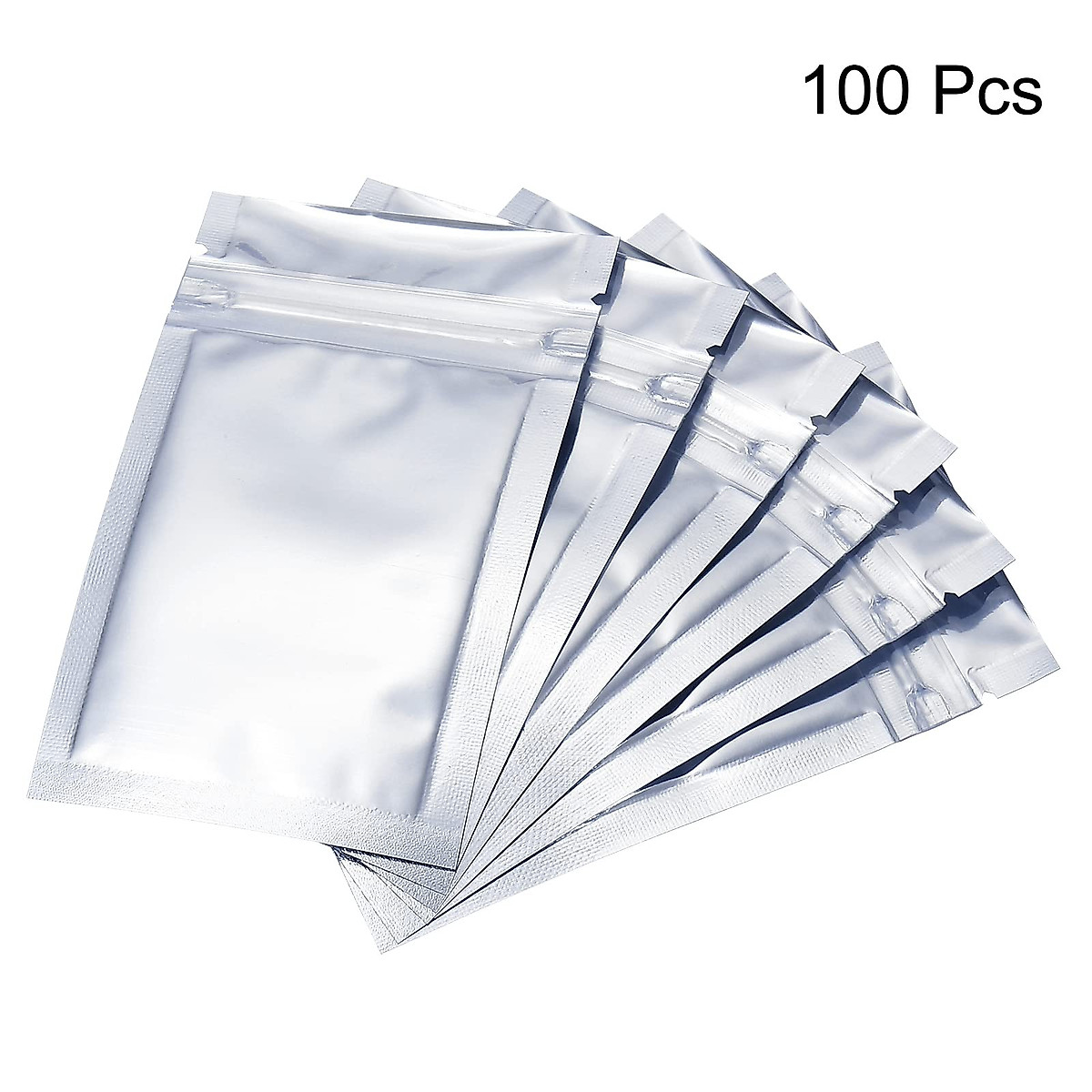 MECCANIXITY Holographic Bag 100 Pack 10cm x 6cm Resealable Smell Proof Bags for Food Storage