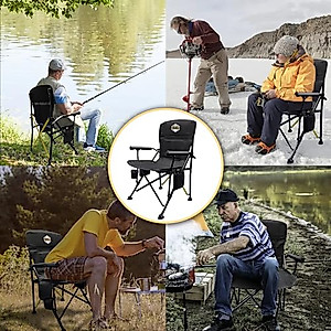 AFANSO Heated Camping Chair, Portable Heated Camp Chair with 20000mAh Battery Pack, Heavy Duty Heated Folding Chair with 3 Heating Levels for Outdoor, Lawn, Ice Fishing, Soccer, Football Chair