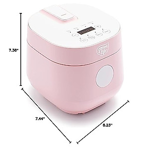 GreenLife Healthy Ceramic Nonstick 4-Cup Rice Oats and Grains Cooker, PFAS-Free, Dishwasher Safe Parts, Pink