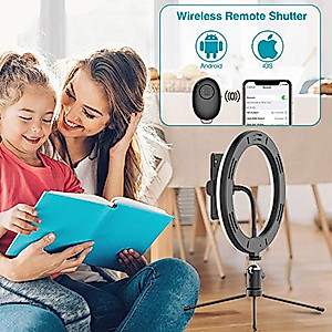 10" Selfie Ring Light with Tripod Stand & Phone Holder, Dimmable Desk LED Makeup Ring Light for Live Streaming/Zoom Meetings/YouTube Video/Vlog, Compatible with Smart Phones