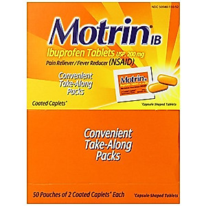 Motrin IB Ibuprofen Pain Reliever, Coated Caplets, 50 Count by Motrin
