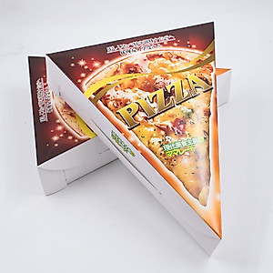 KeaJuidy 24pcs Triangle Pizza Box with Inner Pads Mini Pizza Boxes Take Away Packing Box Take Out Containers Single Slice Pizza Packaging Carton (9.6x7.5x1.77 inchs)