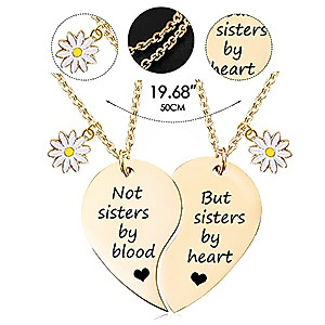 MJartoria BFF Necklace for 2-Split Heart Necklace Not Sisters by Blood Pendant Best Friend Friendship Necklace Set of 2 Valentines Day Gifts for Her