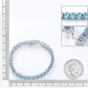 supermodel 5.0 mm Tennis Bracelets 925 Sterling Silver Classic Luxury Gemstone Wrist Chain Swiss Blue Bracelet for Women, 7.25 Inch