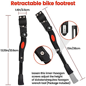 Bike Kickstand Adjustable Rear Side Kick Stand for Bike 22"-27",Aluminium Alloy Bicycle Kickstand Fit for Mountain Bike/BMX/MTB