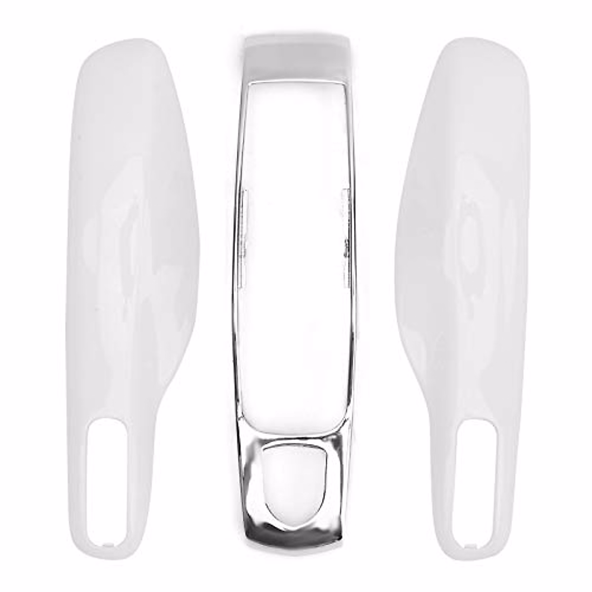 Car Key Case For Porsche 911 Panamera Macan Boxste Key Fob Protector Cover Shell Case Trim Replacement (White + Silver)