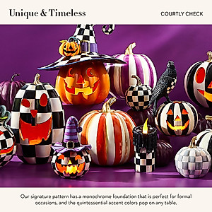 MACKENZIE-CHILDS Melting Candle, Flameless Battery-Operated Candle, Halloween Home Decor, Black-and-White Courtly Check