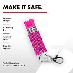 SABRE Jeweled Pepper Spray, Maximum Strength, Fashionable Monochromatic Design, Quick and Easy Access Snap-Clip for Secure Attachment, Protect Against Multiple Threats with up to 10 second spray time