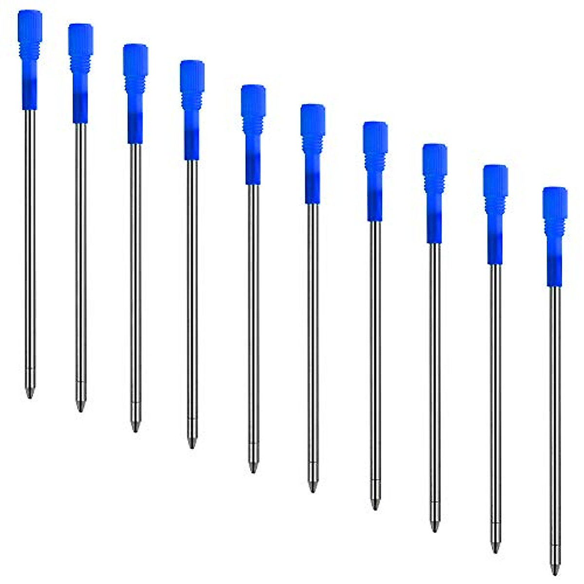 DunBong Black and Blue Ink Pen Refills Replacement Metal Ballpoint Refill 3.2 in for Big Diamond or Crystal Pen and Stylus Pens Pack of 5 (Blue)