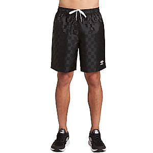 Umbro Mens Checkered Short, Black Beauty/White, X-Large US