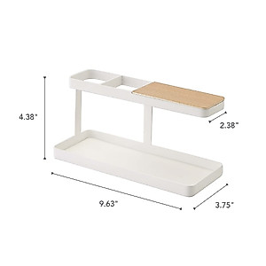 YAMAZAKI home 2299 Desk Bar-Wood & Steel Organizer, One Size, White
