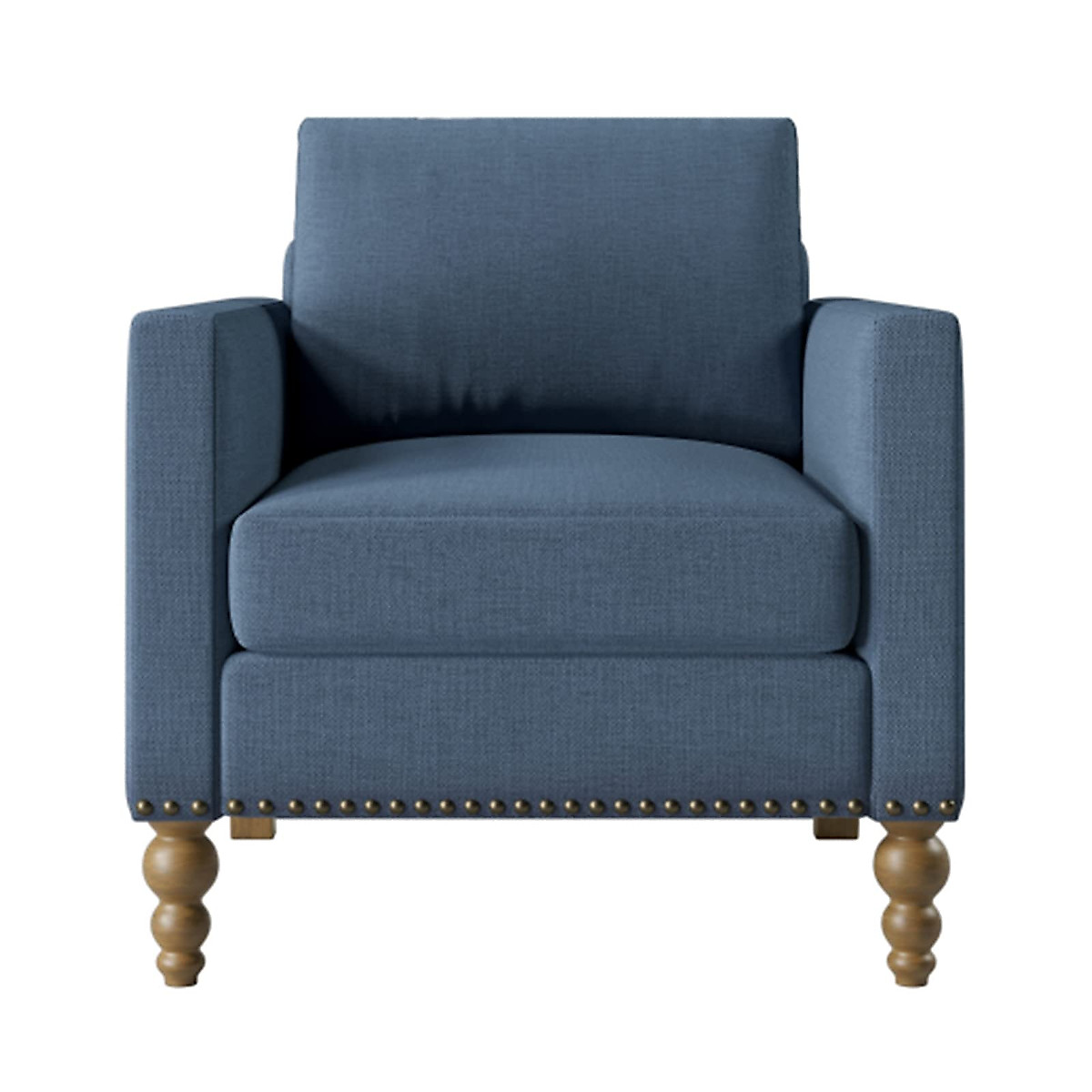 LCMKR Linen Sofa Chair Comfy Small Accent Chairs with Wooden Legs Single Sofa Couch,Suitable for Living Room, Bedroom, Navy Blue