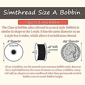 Simthread 144pcs Embroidery Pre-Wound Bobbins Thread, Class 15 Type A Size SA156, Polyester White 60 wt, Bernina Pfaff Ambition BabyLock Brother Embroidery and Sewing Machines Plastic Side