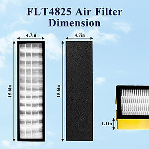 4 Pack HEPA Filter B FLT4825 Replacement for Air Purifier Filter, Fit AC4825 AC4300 AC4800 AC4900 AC4850, Premium HEPA Filter and 8 Activated Carbon Pre-Filter by TOMOON