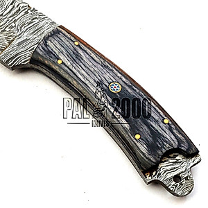 PAL 2000 KNIVES BOW-9684 Custom Forged Damascus Steel Fixed Blade Hunting Knife with Sheath