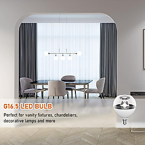 Maelsrlg G16.5 Light Bulb LED, 60W Equivalent, Small Round Light Bulbs, E12 Candelabra Base, Dimmable, Daylight 5000K, 7W 600 Lumens, Type G Light Bulb, Clear Glass, Pack of 4