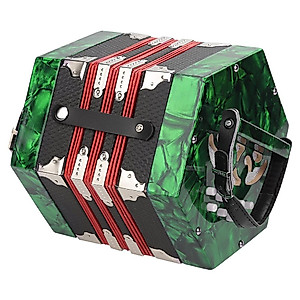Concertina, Professional 20 Buttons Accordion Concertina Anglo-Style Musical Instrument Accessory with Carrying Bag(Green)
