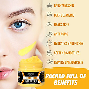 Turmeric Cream for Face & Body - All Natural Turmeric Cream Skin Brightening Lotion - Turmeric Cream Cleanses Skin, Fights Acne, Evens Tone - Pure Handcrafted Skincare Made in the USA 2 Oz