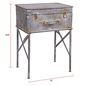 Foreside Home & Garden FFUT01339 Distressed Metal Suitcase Side/End Table