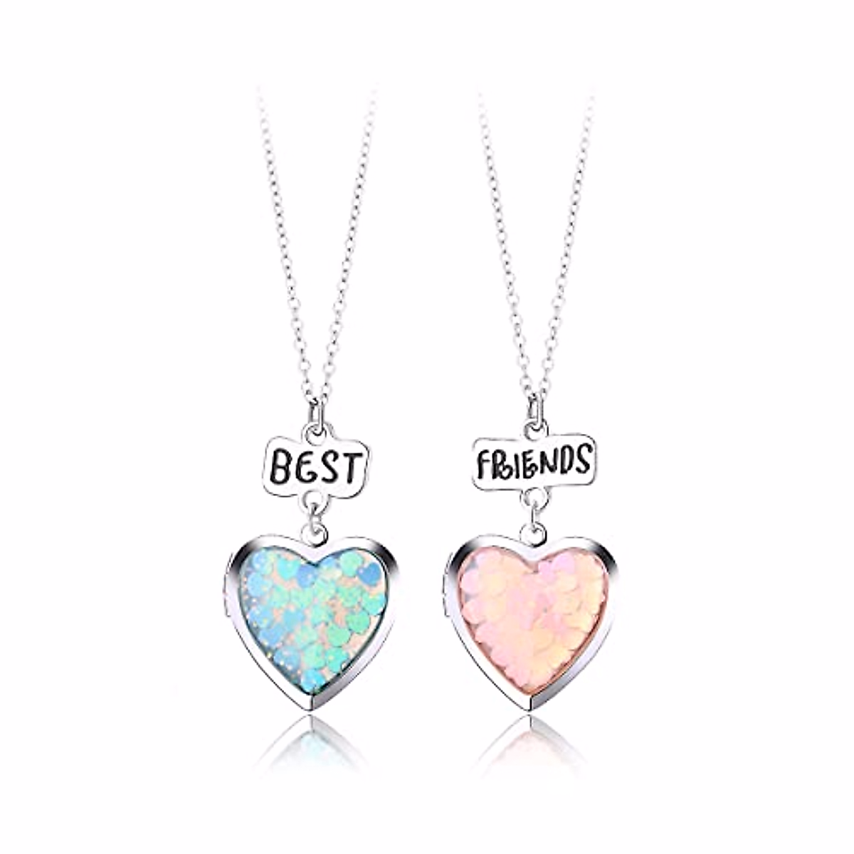 Kefley Heart Locket Necklace for Best Friends Matching Friendship Necklaces for 2 Girls Bff Birthday Christmas Gifts for Girl Bestie Necklace for Friends Sweet Gifts for Girls