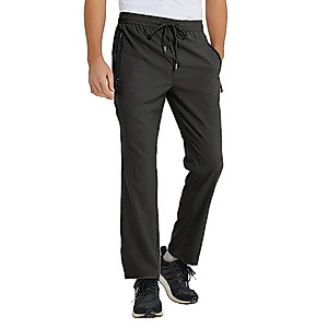 YSENTO Mens Track Pants Quick Dry Lightweight Joggers Athletic Hiking Pants Zipper Pockets Black Size XL