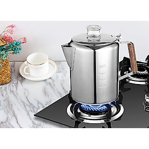 Tops 55705 Rapid Brew Stovetop Coffee Percolator, Stainless Steel, 2-12, 12-Cup, No Color
