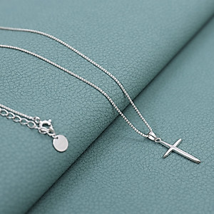 ELEGANT & PRECIOUS STRANDS 925 Sterling Silver Cross Necklace For Women, Cross Pendant Easy to Wear – Classic Silver Cross Necklaces for Women Simple Trendy Every Day Jewelry